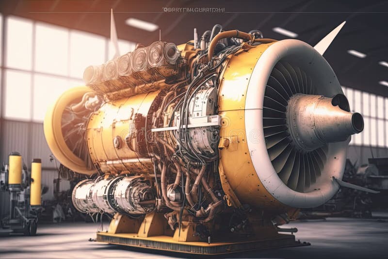 Helicopter Engine Maintenance at the Hangar Stock Illustration ...