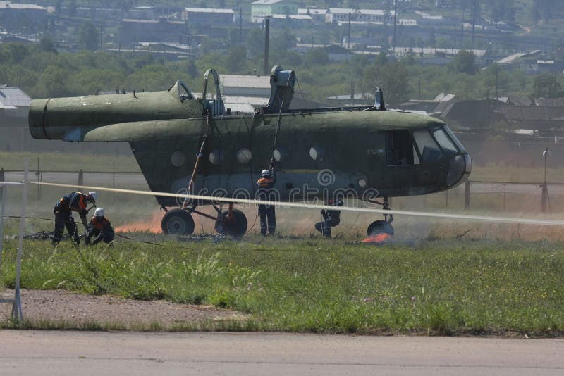 The helicopter exploded editorial photo. Image of disaster - 146444276