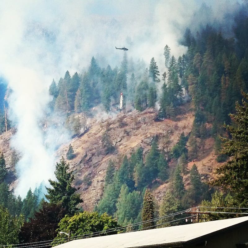 Helicopter Fighting Forest Fire with Water Stock Image - Image of ...