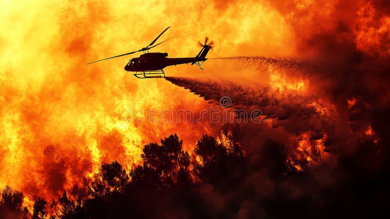 Helicopter Fighting Wildfire. Aerial Firefighting in Action, Protecting ...