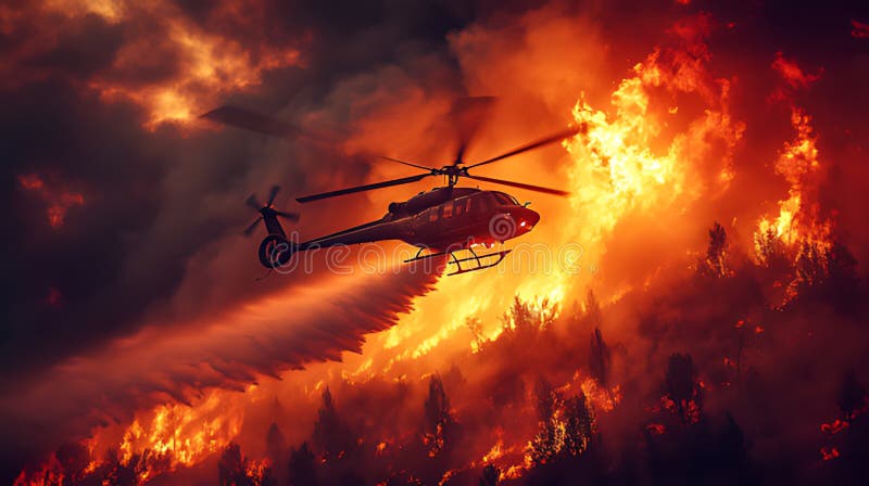 Helicopter Firefighting Wildfire Forest Aerial Emergency Stock ...