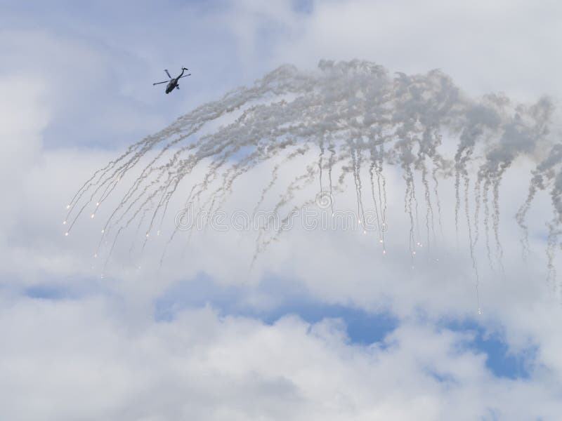 Helicopter flares stock image. Image of army, flares - 58940231