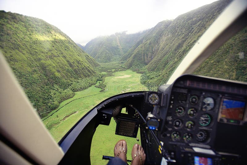 Helicopter Flying Over Hawaii Stock Photo - Image of remote, hawaii ...