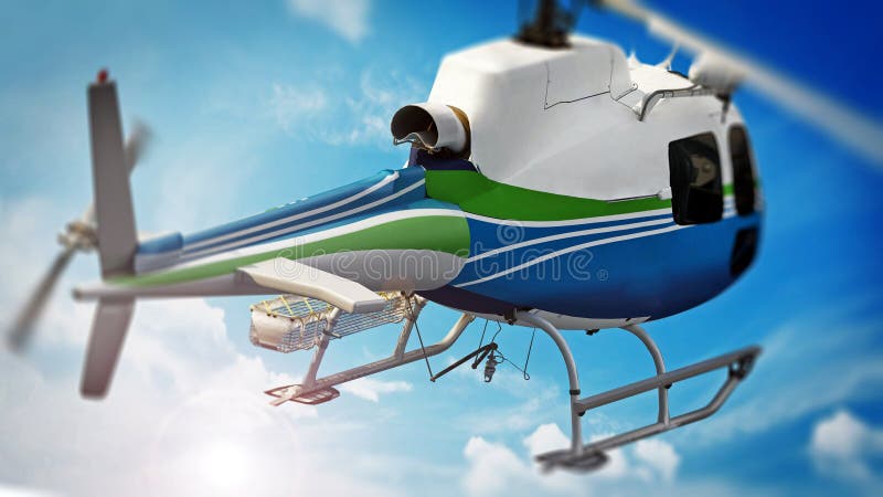 Helicopter Flying in the Sky. 3D Illustration Stock Illustration ...