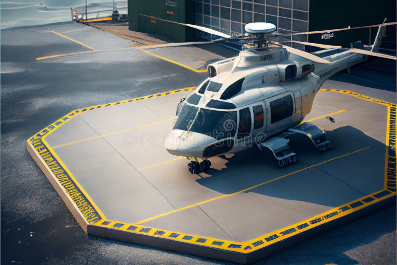Helicopter at Heliport Ai Generative Stock Illustration - Illustration ...