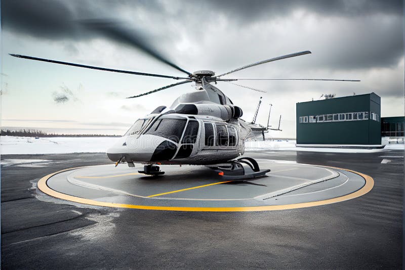 Helicopter at Heliport Ai Generative Stock Illustration - Illustration ...