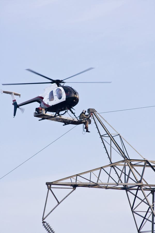 Helicopter High Lines Construct Stock Image - Image of helicopter ...