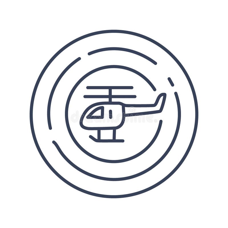 Helicopter Icon. Line Art Icon of a Helicopter in a Circle, Symbolizing ...