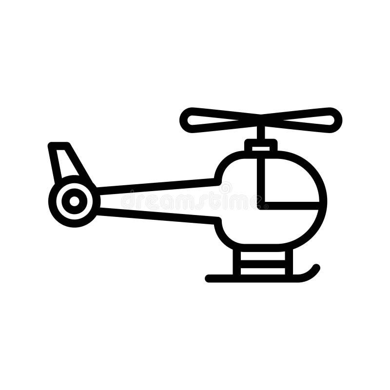 Helicopter Icon Linear Logo Mark in Black and White Stock Illustration ...