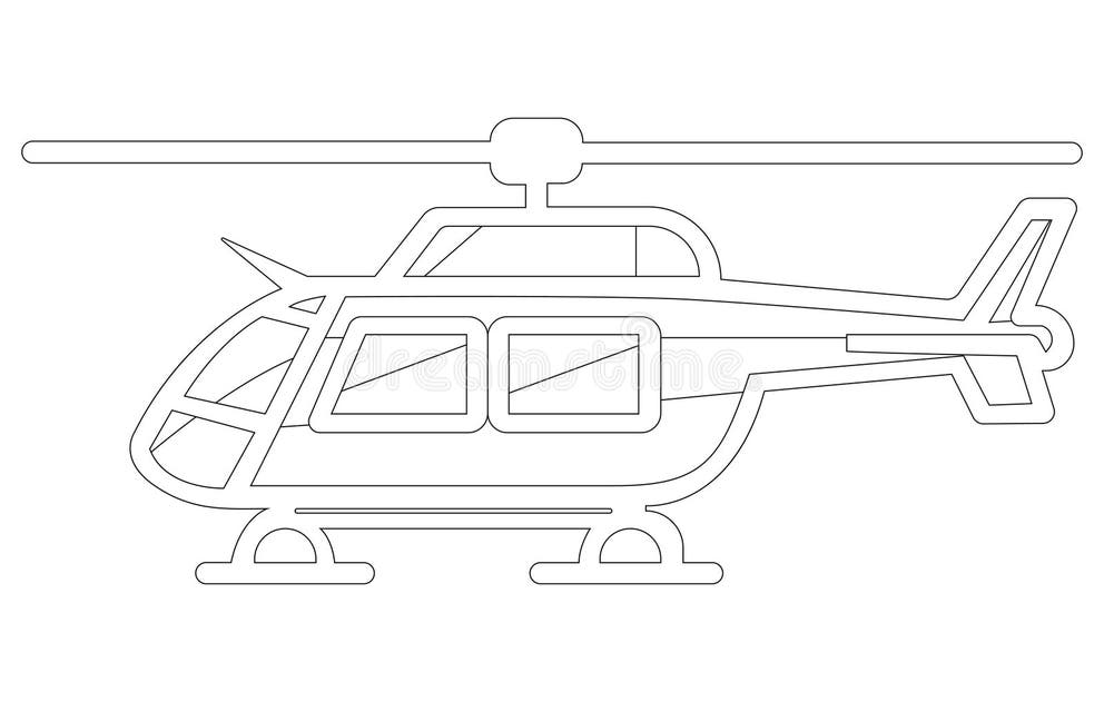 Helicopter Icon Outline Vector Illustration, Outline Drawing of ...