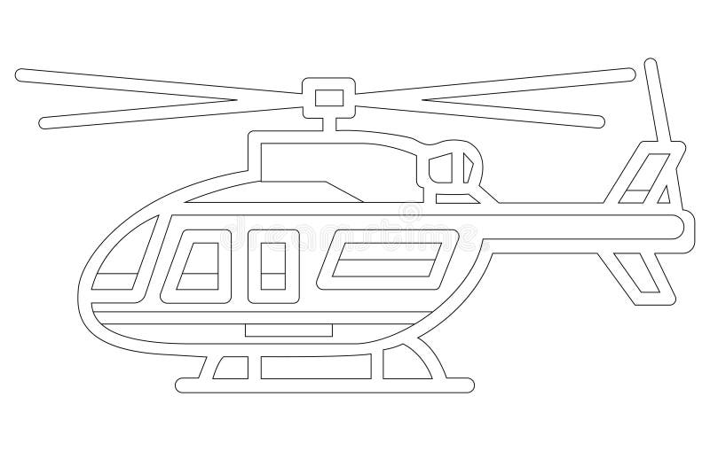 Helicopter Icon Outline Vector Illustration, Outline Drawing of ...