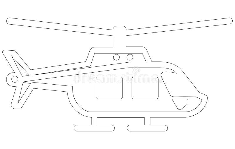 Helicopter Icon Outline Vector Illustration, Outline Drawing of ...