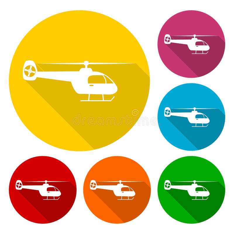 Helicopter Icons Set with Long Shadow Stock Vector - Illustration of ...