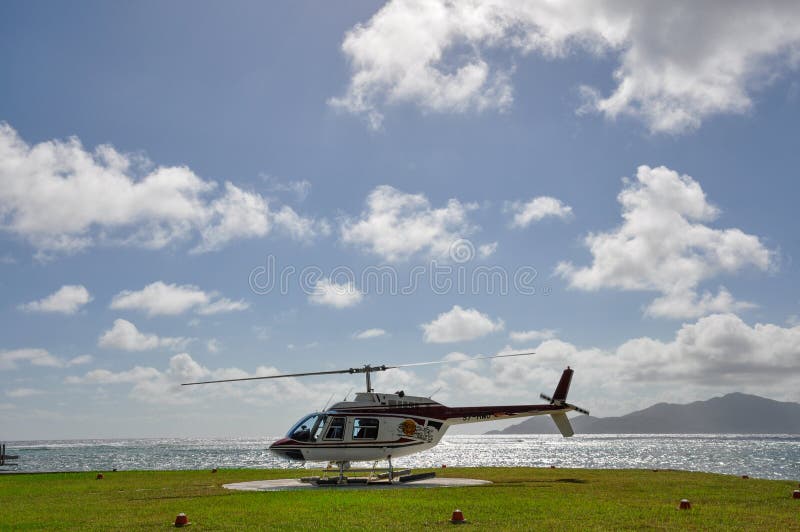 Helicopter Landing on a Tropical Island Editorial Stock Image - Image ...