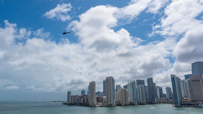 Helicopter and Miami Skyscraper Building. Skyscraper Building with ...