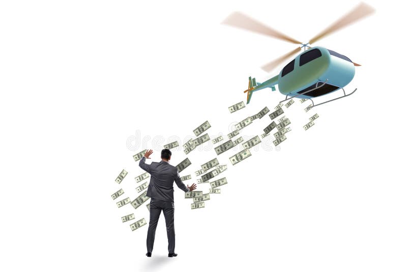 Helicopter Money Concept with Businessman Stock Image - Image of ...