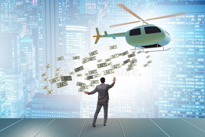 Helicopter Money Concept with Businessman Stock Illustration ...