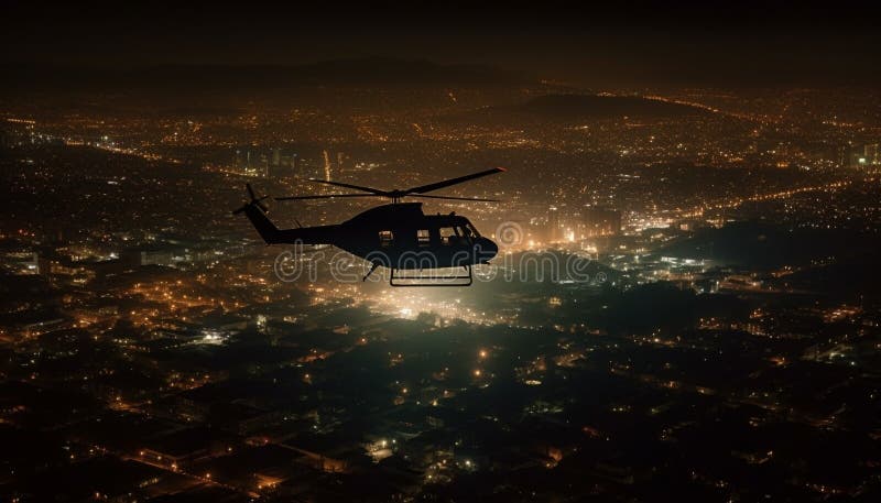 Helicopter at Night Helicopter in Night Generative AI Stock ...