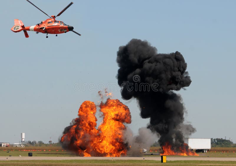 Helicopter observing fire stock photo. Image of exploding - 16404492