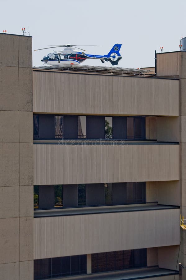 Helicopter on Office Building Stock Photo - Image of modern ...
