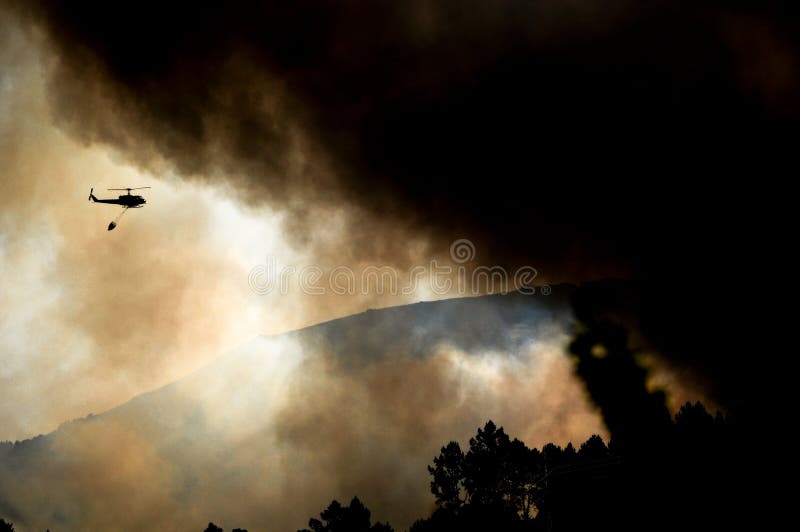 Helicopter Over Forest Fire Stock Image - Image of danger, forest: 20801211