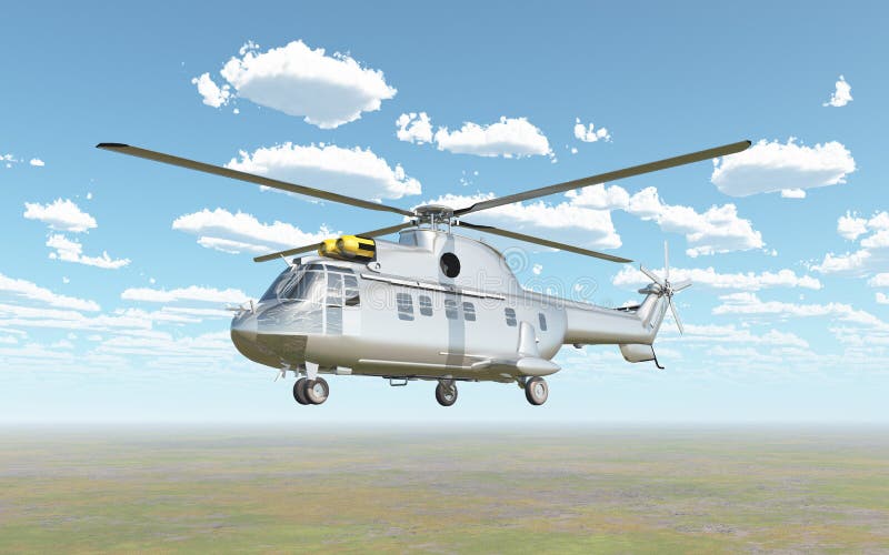 Helicopter Over a Landscape Stock Illustration - Illustration of ...