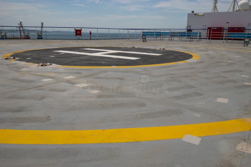Helicopter pad of a ship stock image. Image of navy - 157352421