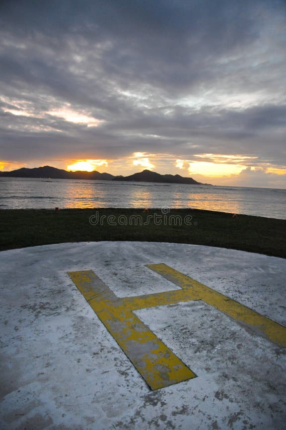 Helicopter Park by the Lake at Sunset Stock Photo - Image of cloud ...