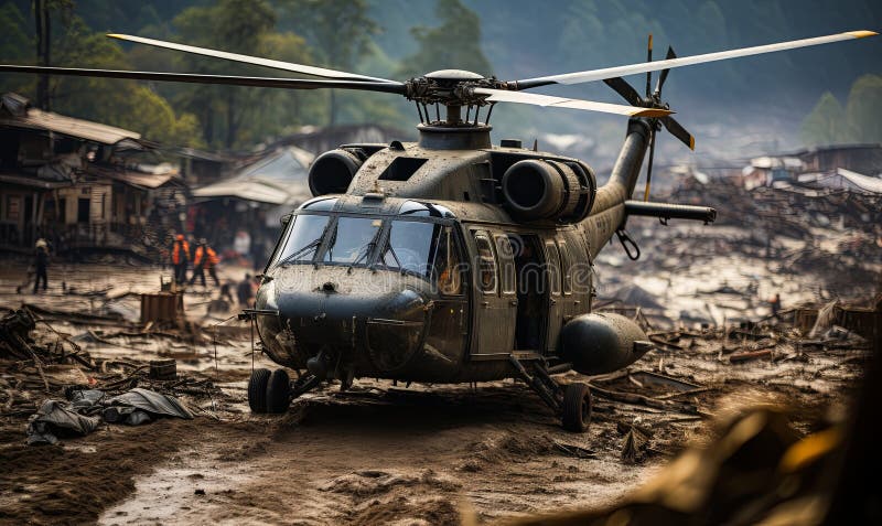 Helicopter Parked in Dirt stock image. Image of rotorcraft - 310644583