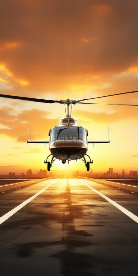 Helicopter Parked at the Helipad, AI Generated Stock Illustration ...