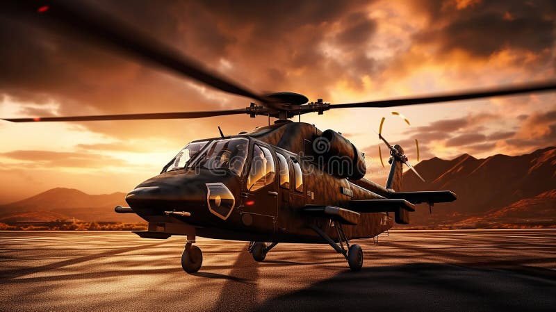 Helicopter Parked at the Helipad. Generative Ai Stock Illustration ...