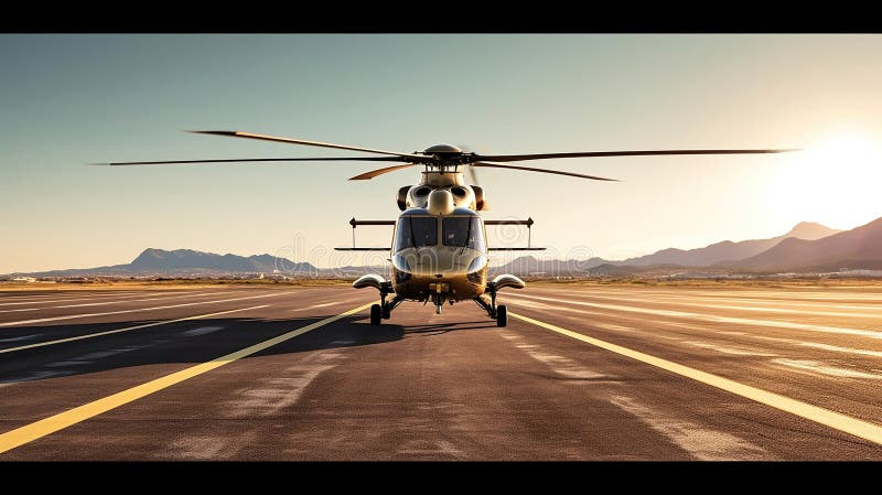 Helicopter Parked at the Helipad. Generative Ai Stock Illustration ...