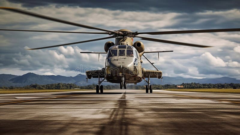 Helicopter Parked at the Helipad. Generative Ai Stock Illustration ...