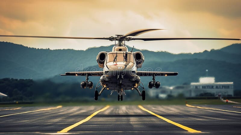 Helicopter Parked at the Helipad. Generative Ai Stock Illustration ...