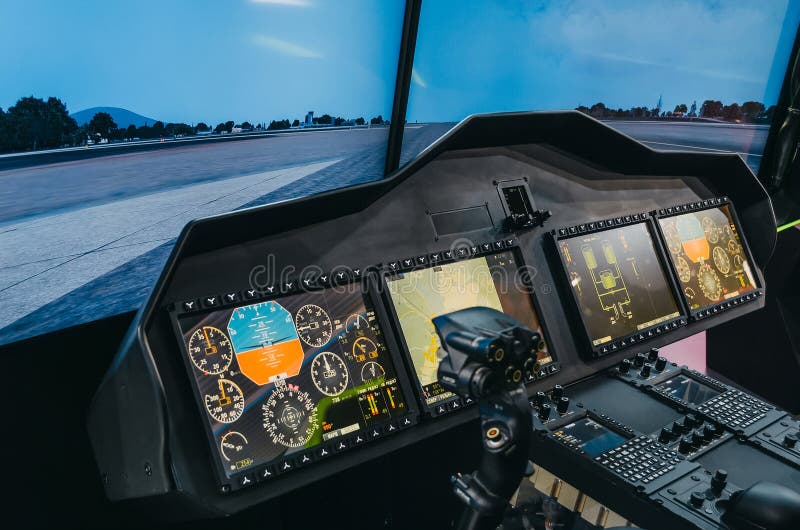 Helicopter Pilot Cabin and Control Panel with Steering Wheel, Simulator ...