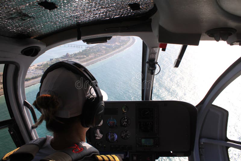 Woman Helicopter Pilot Flights the Helicopter Editorial Image - Image ...