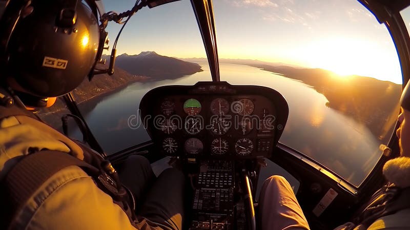 Helicopter Pilot First Person View. Generative AI. Stock Image - Image ...