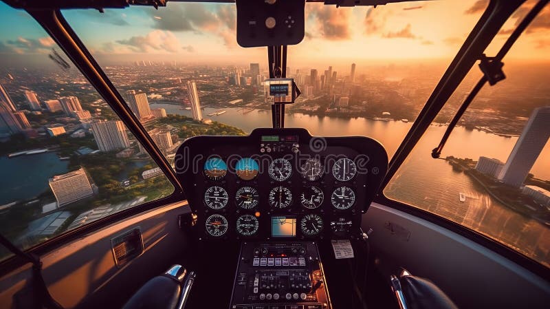 Helicopter Pilot First Person View. Generative AI. Stock Illustration ...