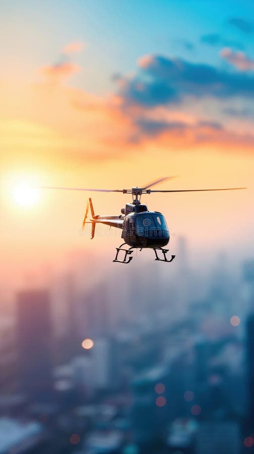 Helicopter Pilot Hovering Above Ground,navigation Dynamic, Silhouette ...