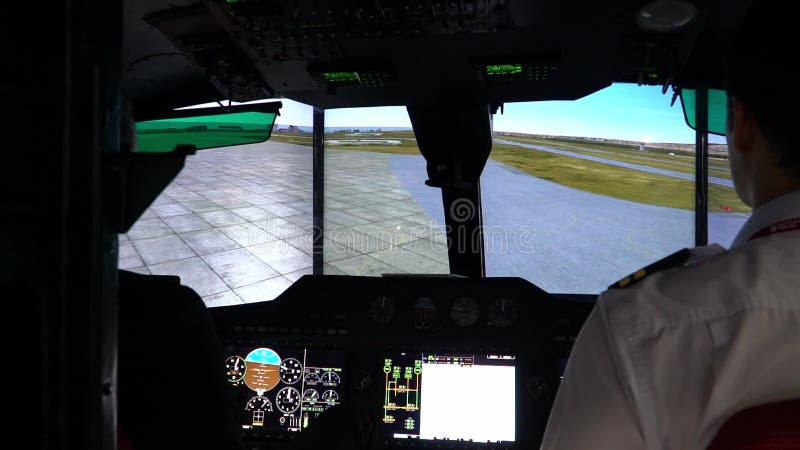 Helicopter Pilots Train on a Computer Simulator Helicopter Stock ...