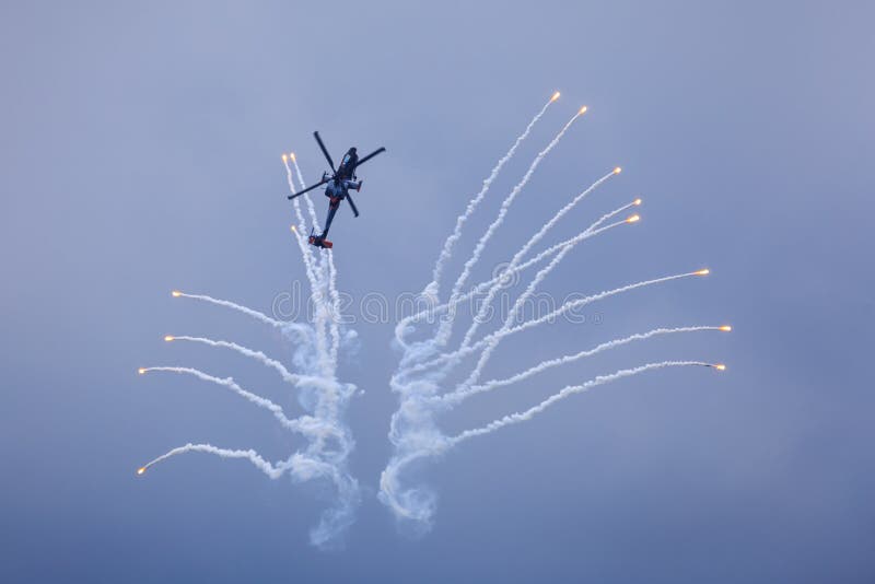 Helicopter Releasing Flares Stock Photo - Image of tactics ...