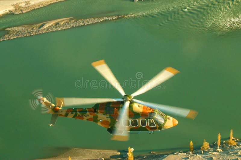 Helicopter River Flying Pilot Beautiful Stock Image - Image of pilot ...
