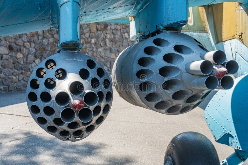 Helicopter Rocket Launchers Mounted on Attack Helicopter. Attack ...