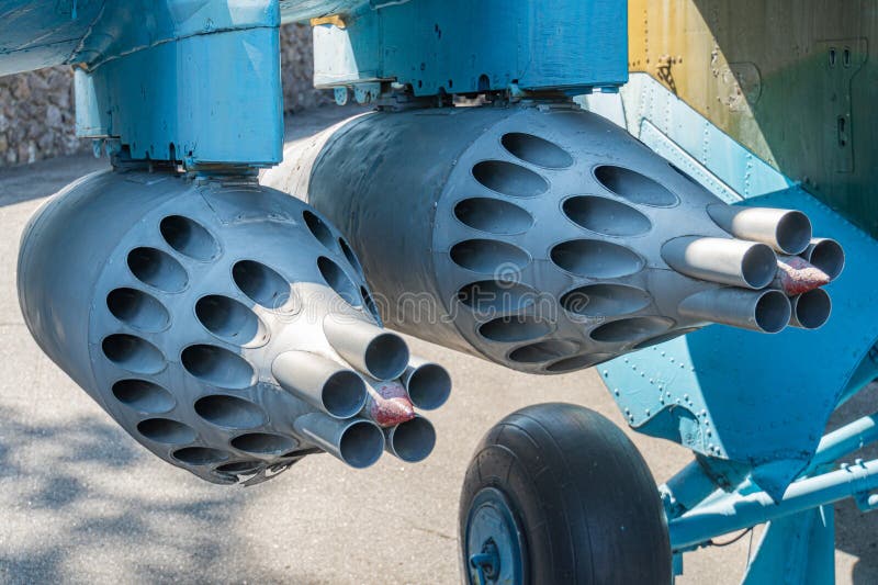 Helicopter Rocket Launchers Mounted on Attack Helicopter. Attack ...