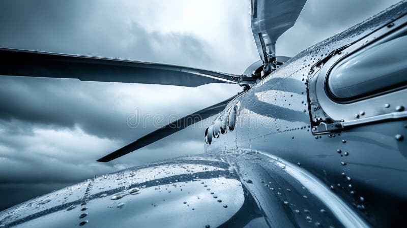 Helicopter Rotor Blades Reflecting Stormy Sky Stock Illustration ...