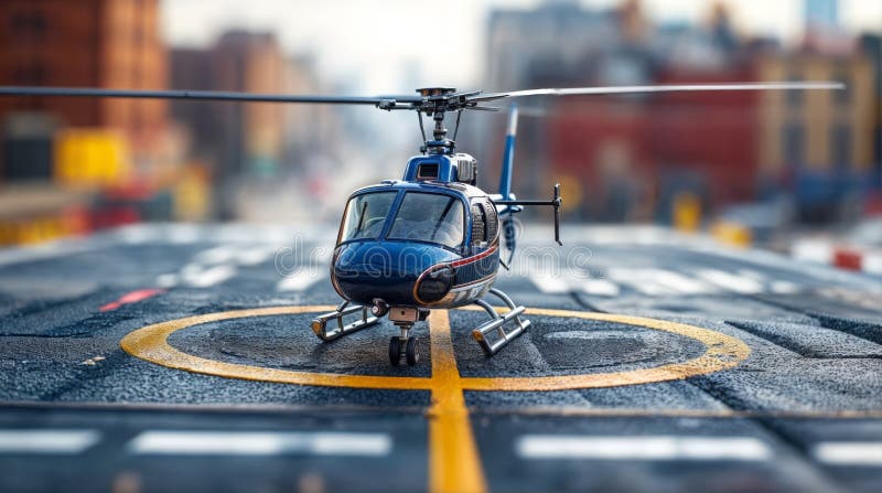 Helicopter on the Runway of a Port Stock Illustration - Illustration of ...