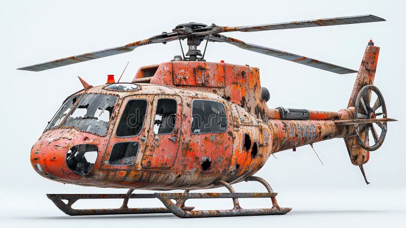 Helicopter with Rust on Its Side Parked Outdoors in an Industrial ...