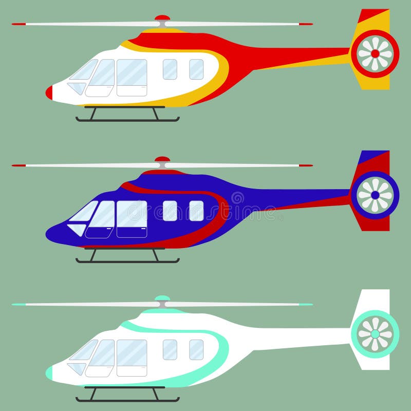 Helicopter, Set of Helicopters Stock Illustration - Illustration of ...