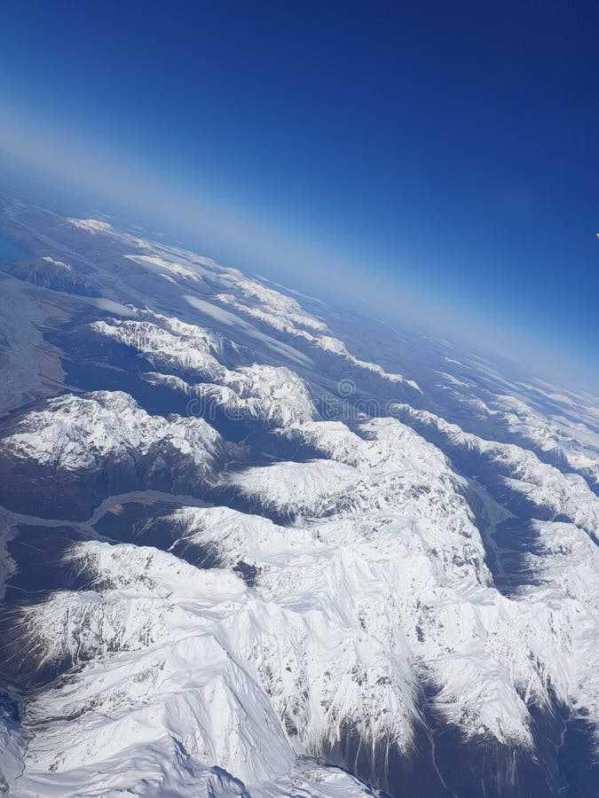 Helicopter Shot of Snow Covered Mountains Stock Image - Image of winter ...