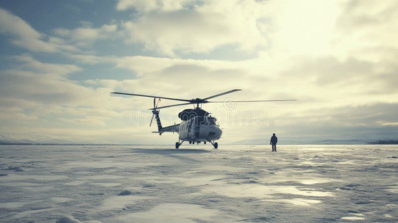 A Helicopter Sitting in the Snow, Suitable for Transportation Concepts ...